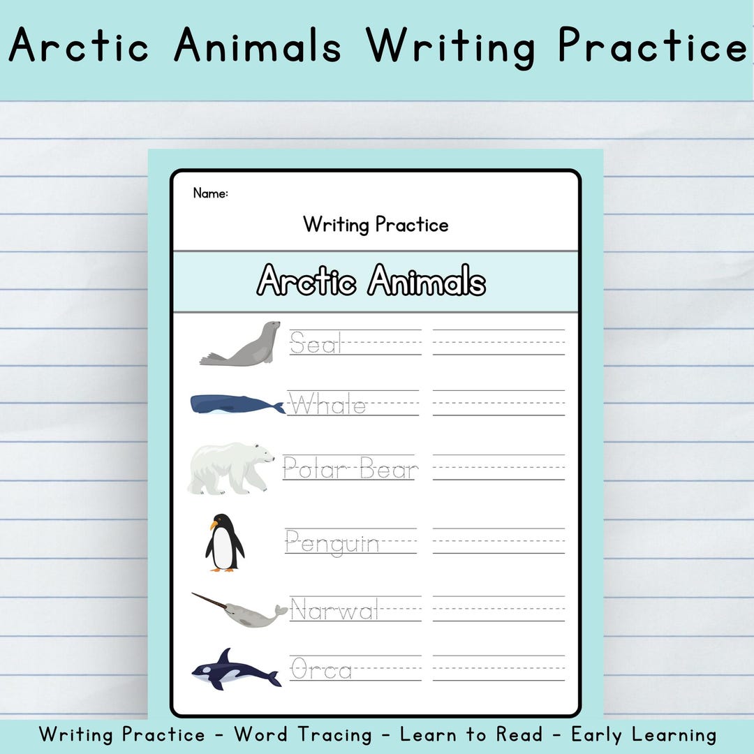 Arctic Animal Tracing Worksheet | Learn to Write Arctic Animals ...
