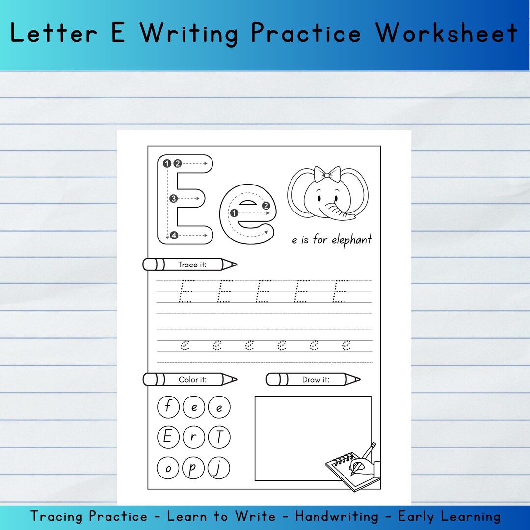Letter E Tracing Worksheet | Alphabet E Printable | Preschool ...