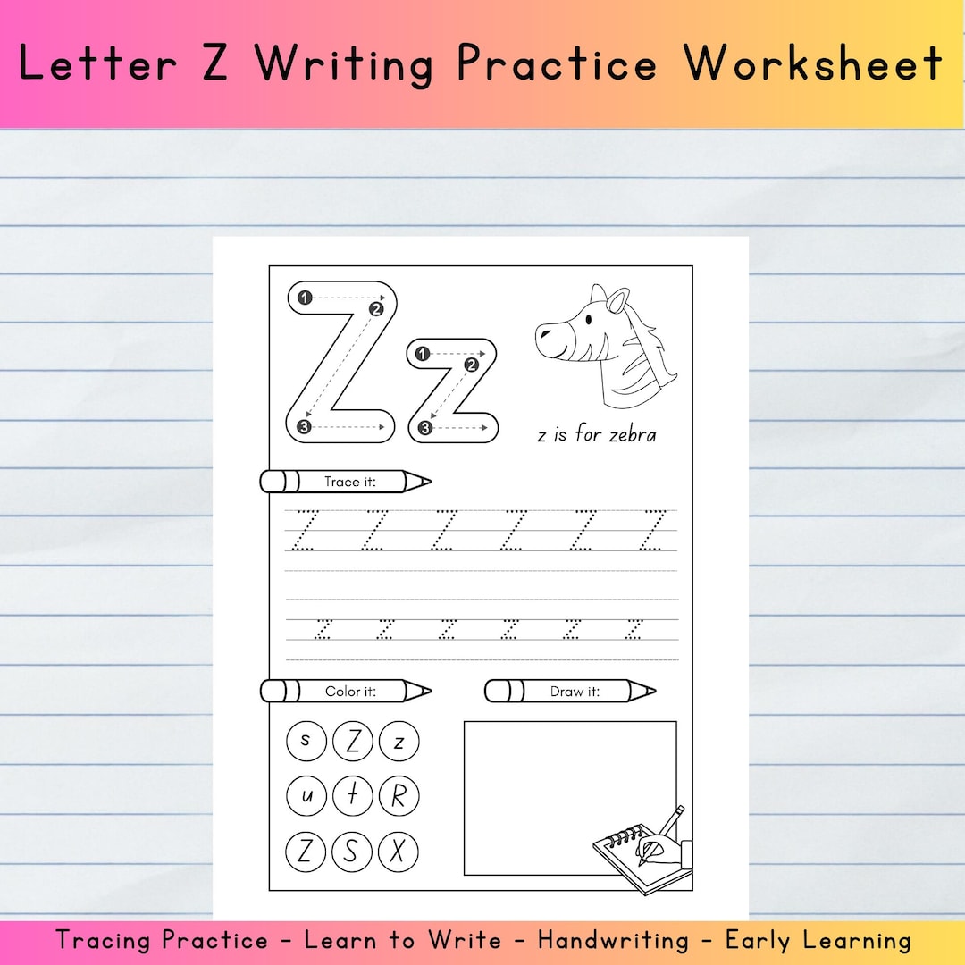 Letter Z Tracing Worksheet - Preschool & Kindergarten Handwriting ...