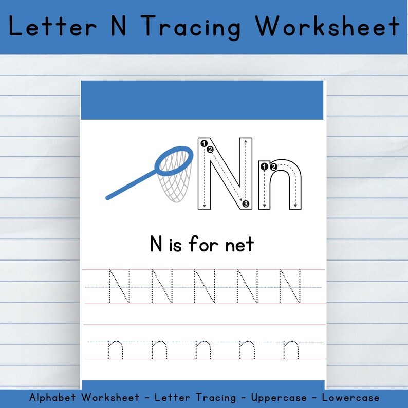 Letter N Tracing Worksheet - Printable Handwriting Practice for ...