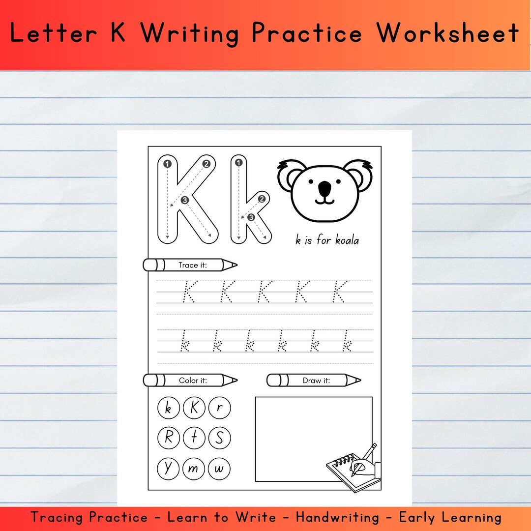 Letter K Tracing Worksheet | Alphabet K Printable | Preschool ...