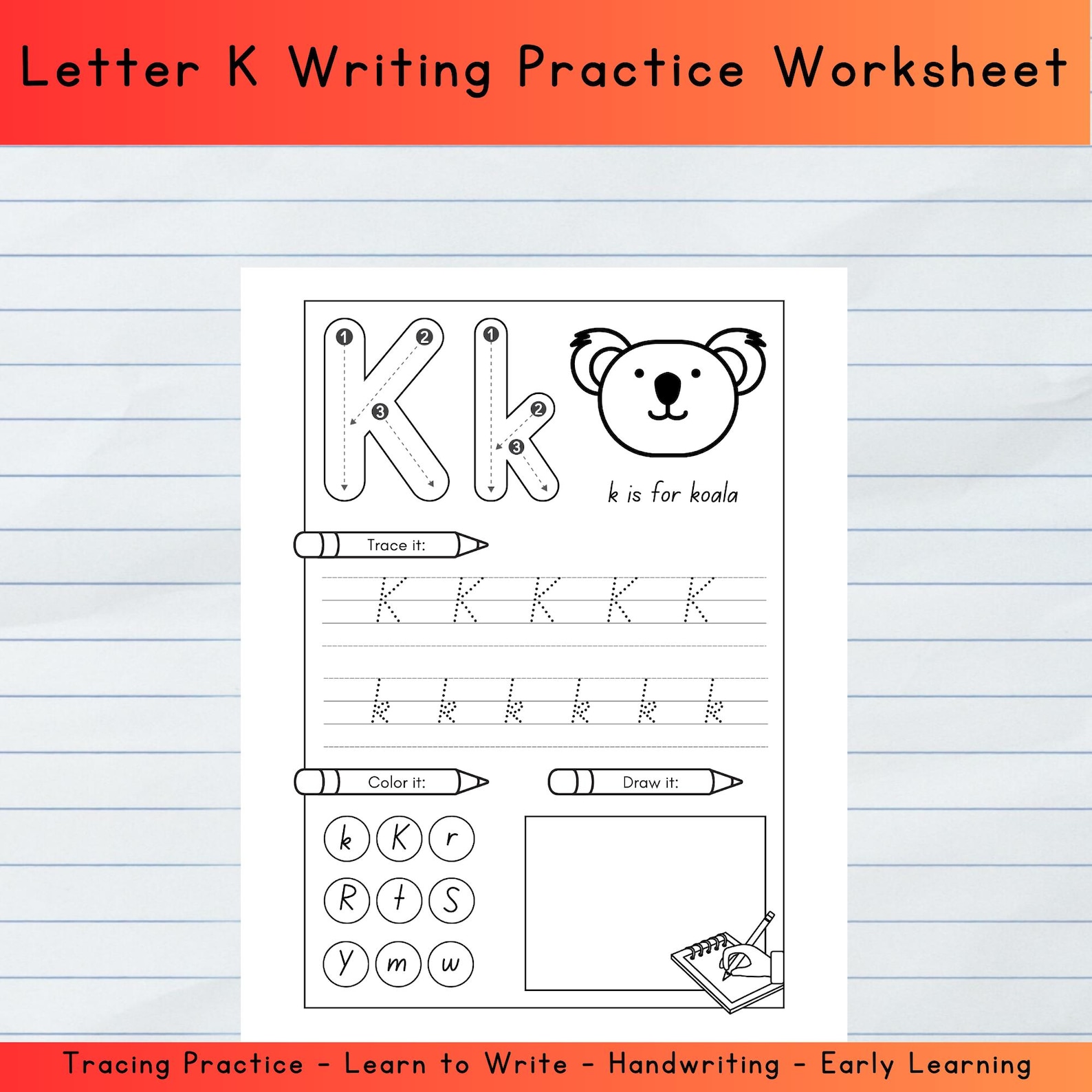 Letter K Tracing Worksheet | Alphabet K Printable | Preschool ...