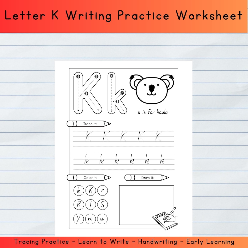 Letter K Tracing Worksheet | Alphabet K Printable | Preschool ...