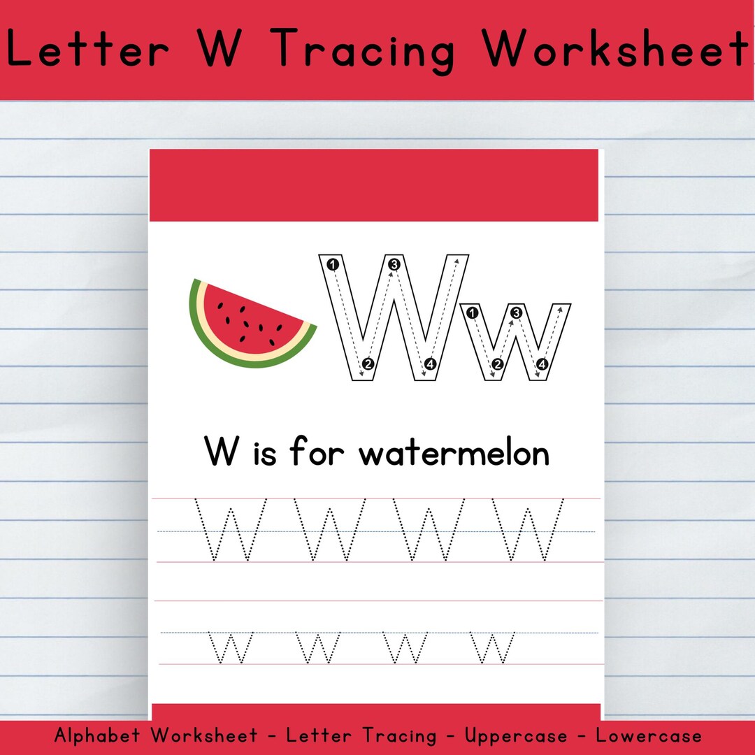 Letter W Tracing Worksheet - Printable Handwriting Practice for ...