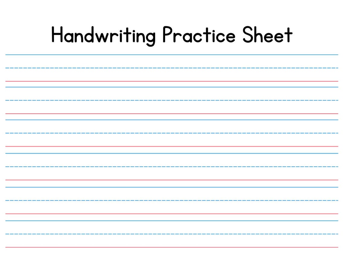 Blank Handwriting Practice Worksheet - Etsy