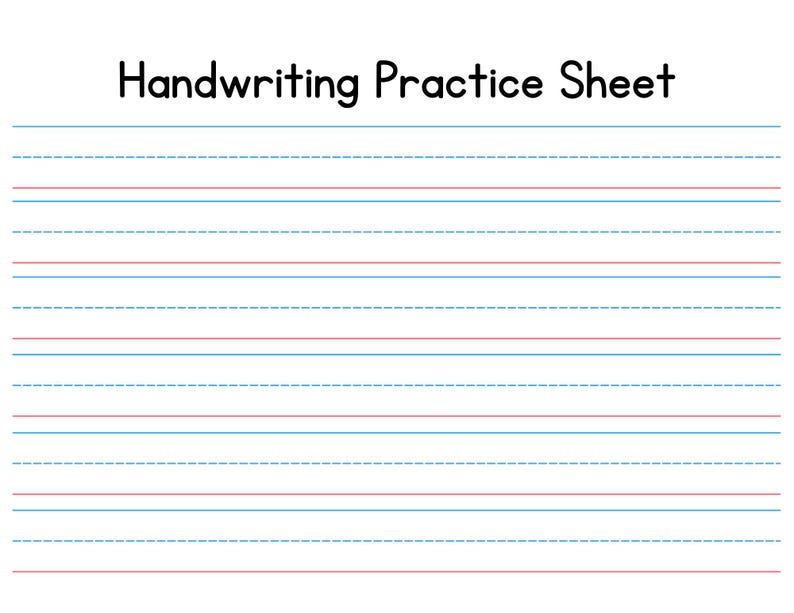 Blank Handwriting Practice Worksheet - Etsy