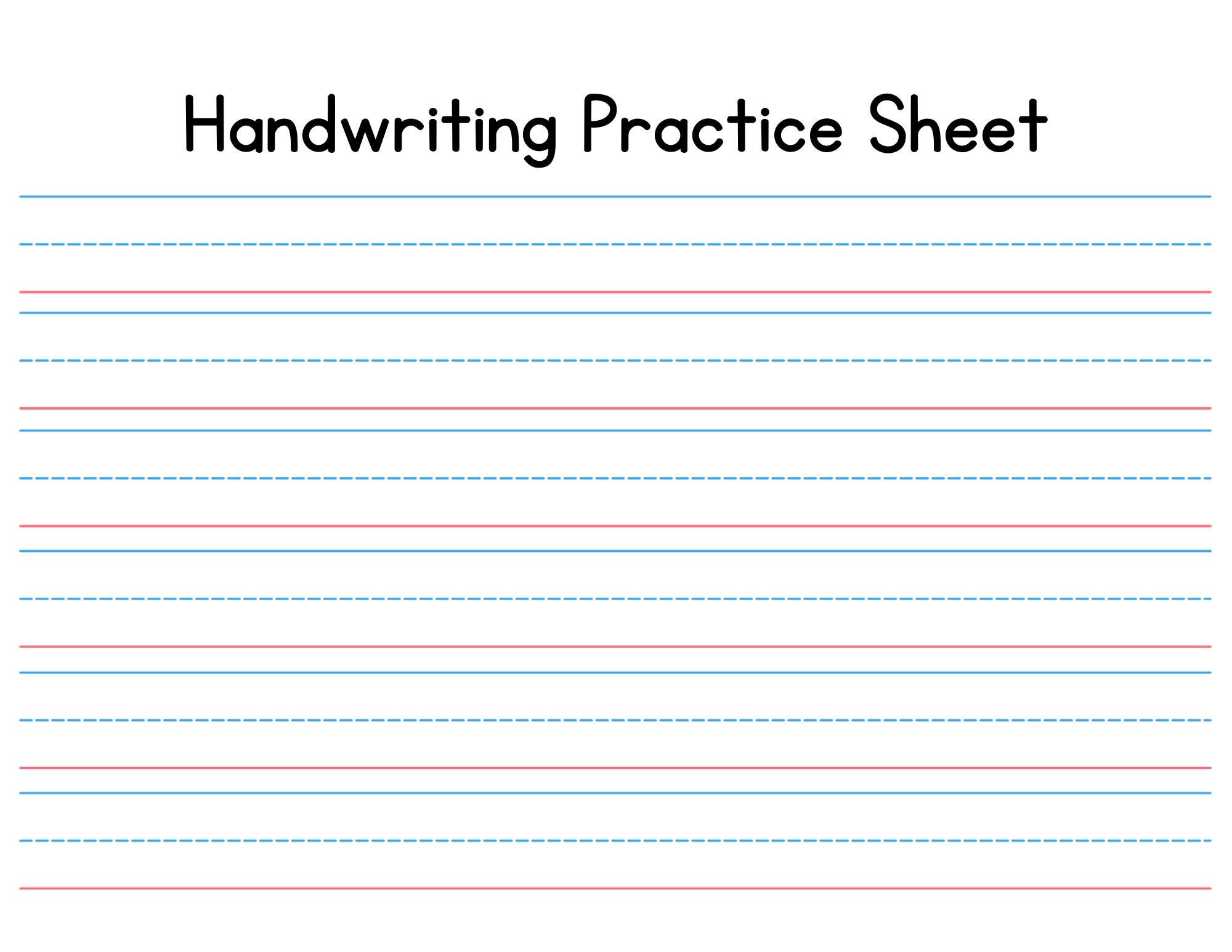 Blank Handwriting Practice Worksheet - Etsy