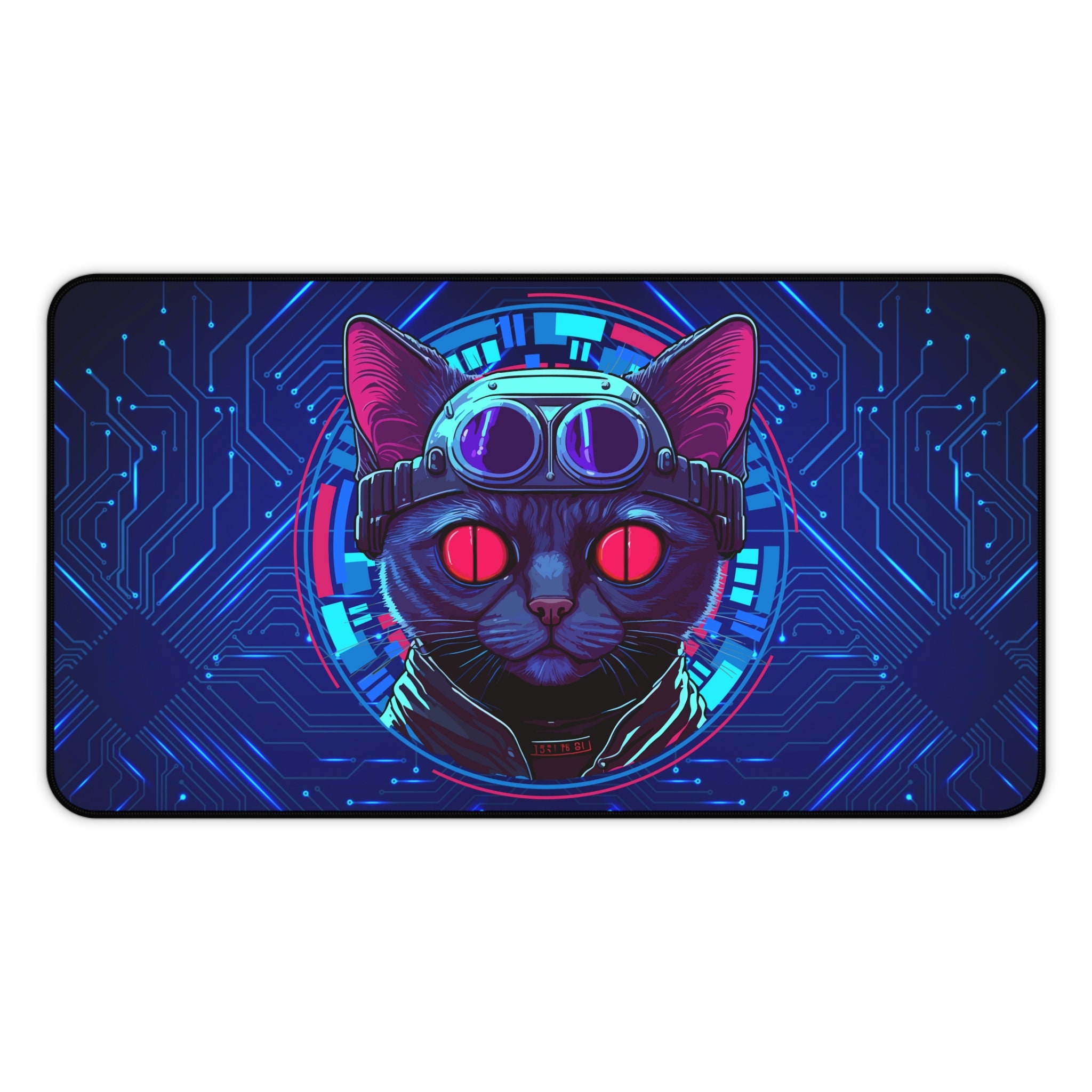Cybercat Desk Mat. Cyberpunk Style Desk Mat Featuring Cyberpunk Cat ...
