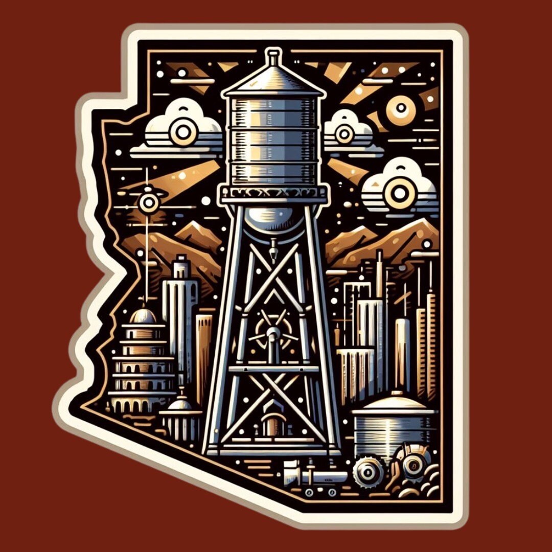 Steampunk Arizona With Water Tower Industrial Sticker - Etsy
