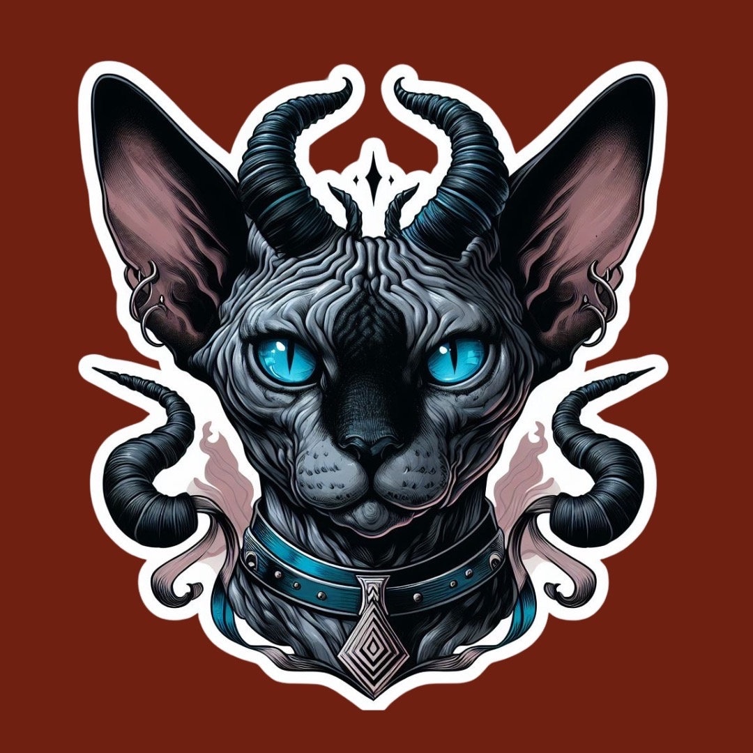Sphynx Hairless Cat Goth Style With Horns Sticker - Etsy