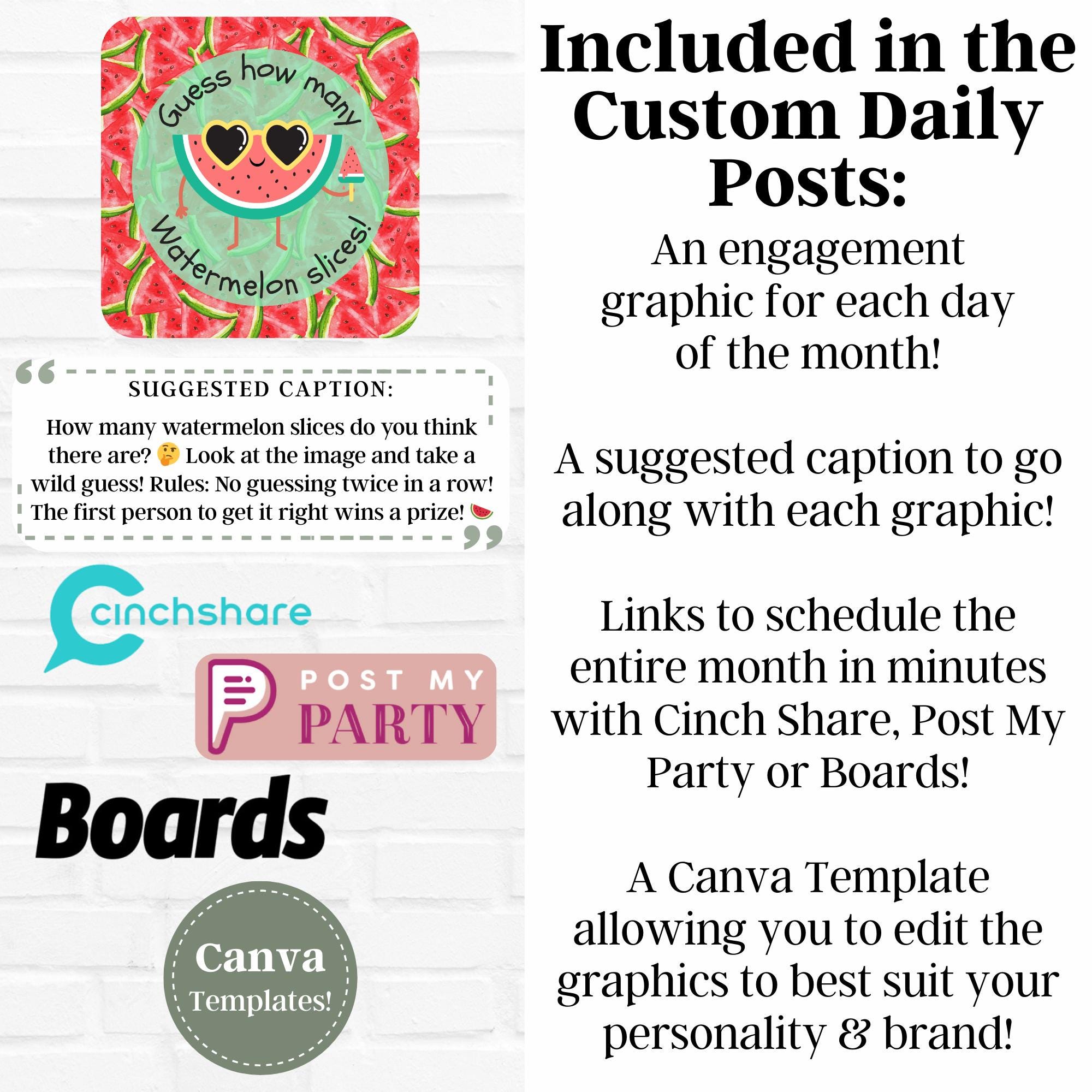 2025 Daily Posts - Graphics, Captions, Scheduling Links & Canva ...
