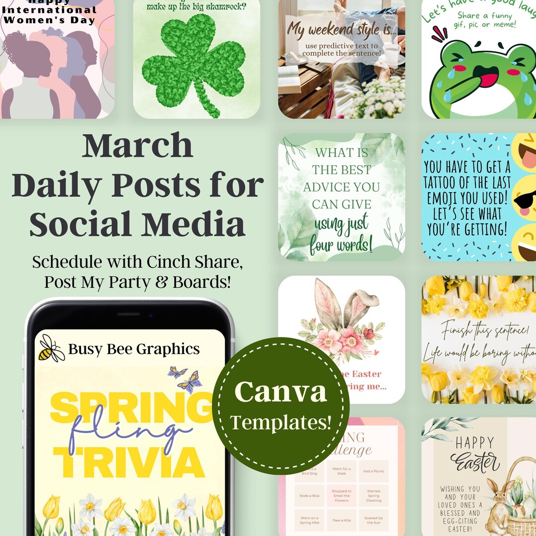 CUSTOM MARCH 2024 Social Media Daily Interaction Post Boost Engagement ...