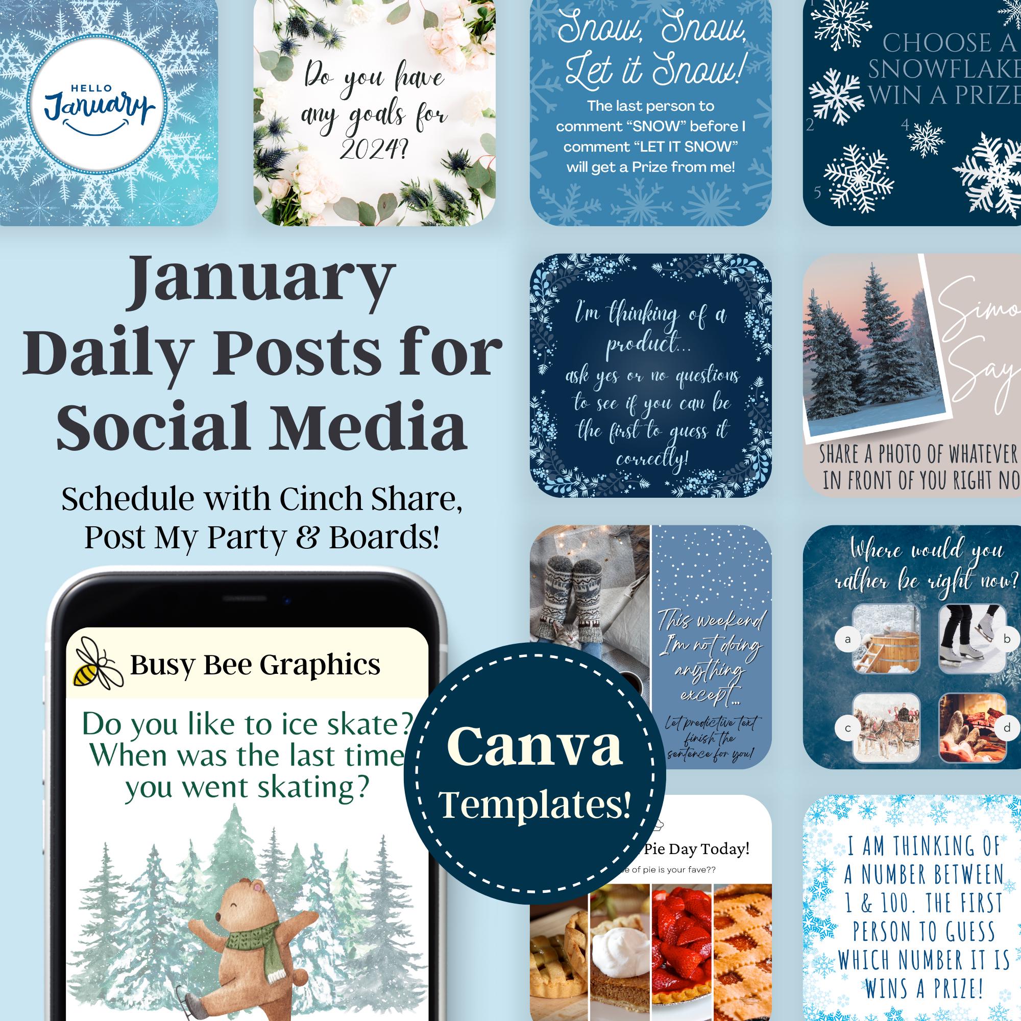 CUSTOM JANUARY 2024 Social Media Daily Interaction Post Boost ...
