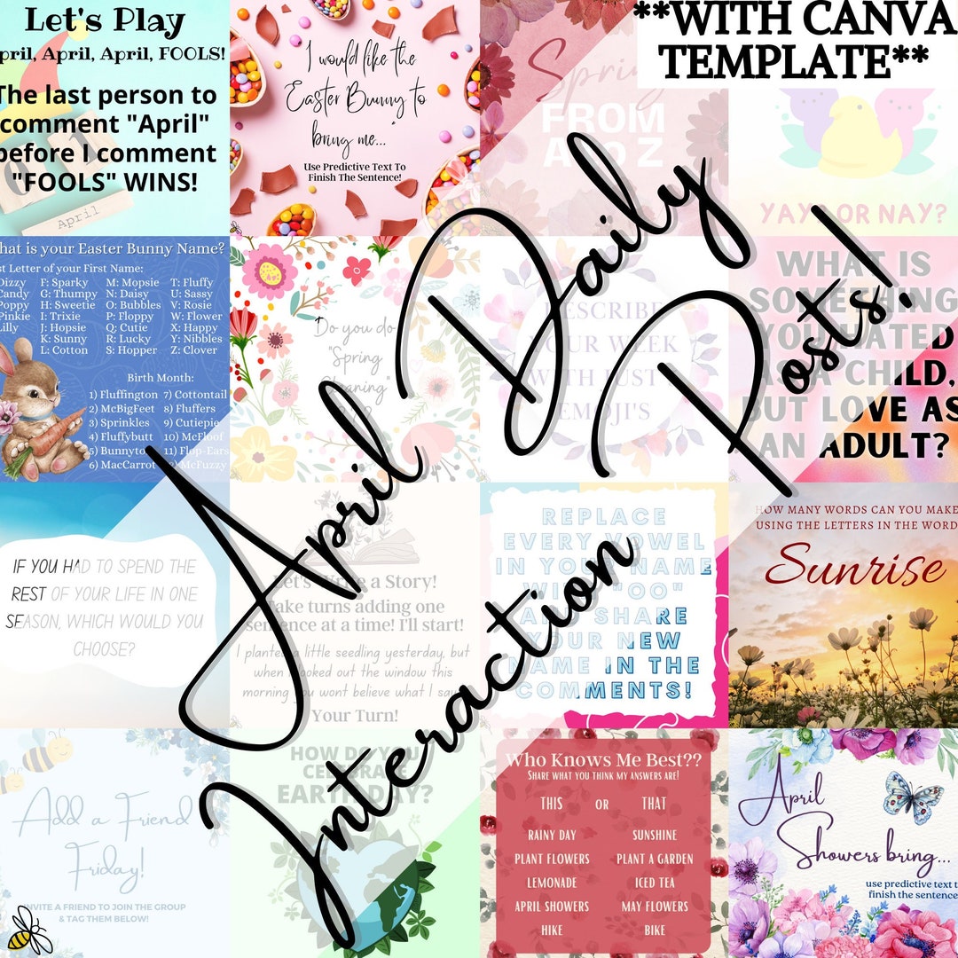 CUSTOM APRIL 2023 Social Media Daily Interaction Post to Boost ...