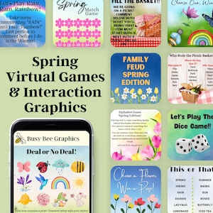 Spring Virtual Party Games Bundle: 15 Fun Interaction Graphics to Boost ...