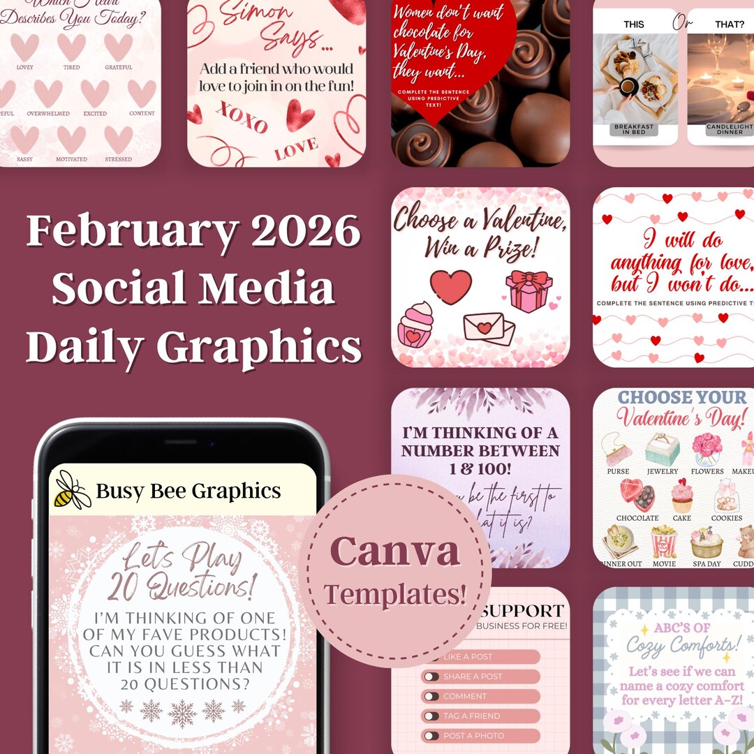 February 2026 Daily Graphics & Canva Templates for Social Media ...