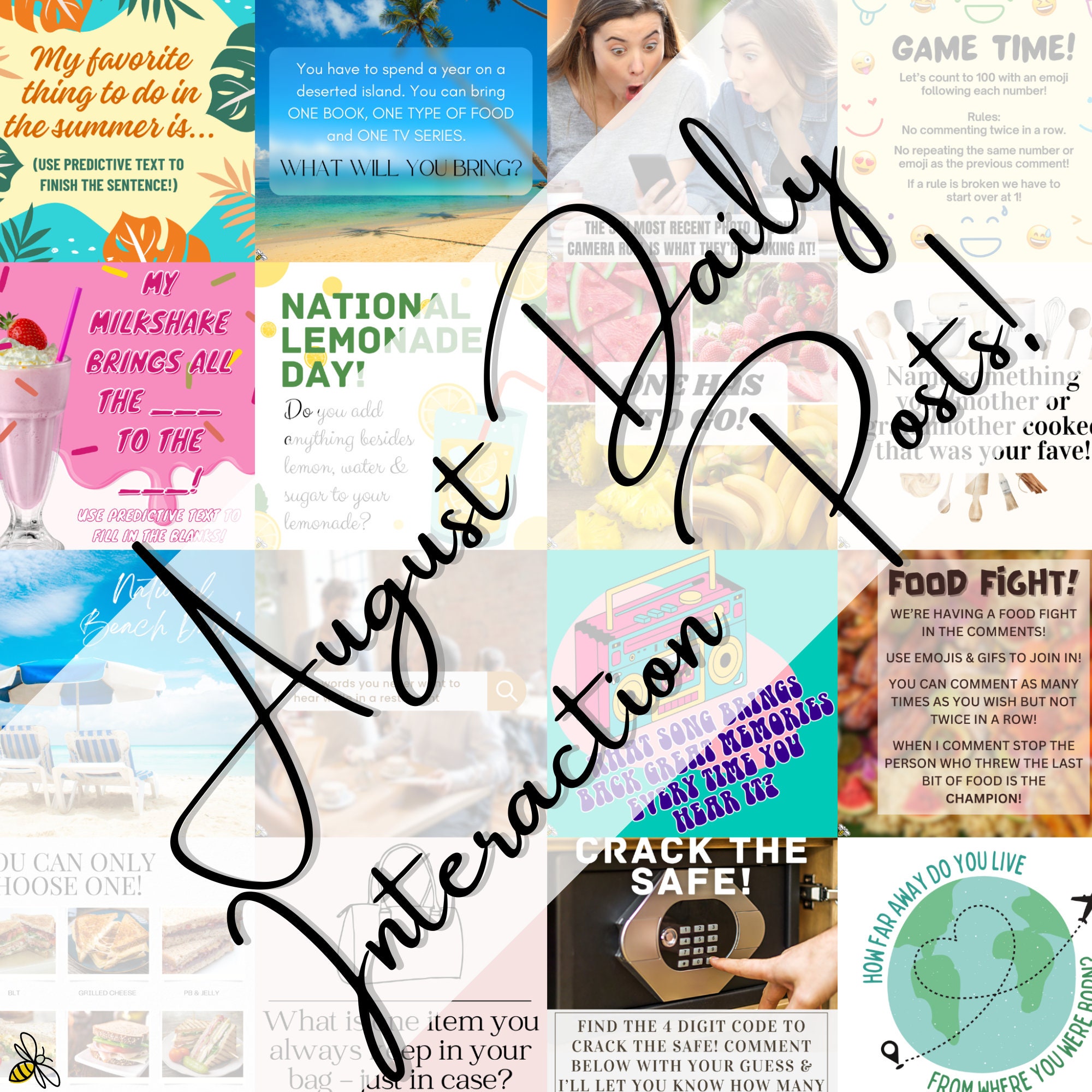 AUGUST 2024 Social Media Daily Interaction Post W/ Captions Engaging ...