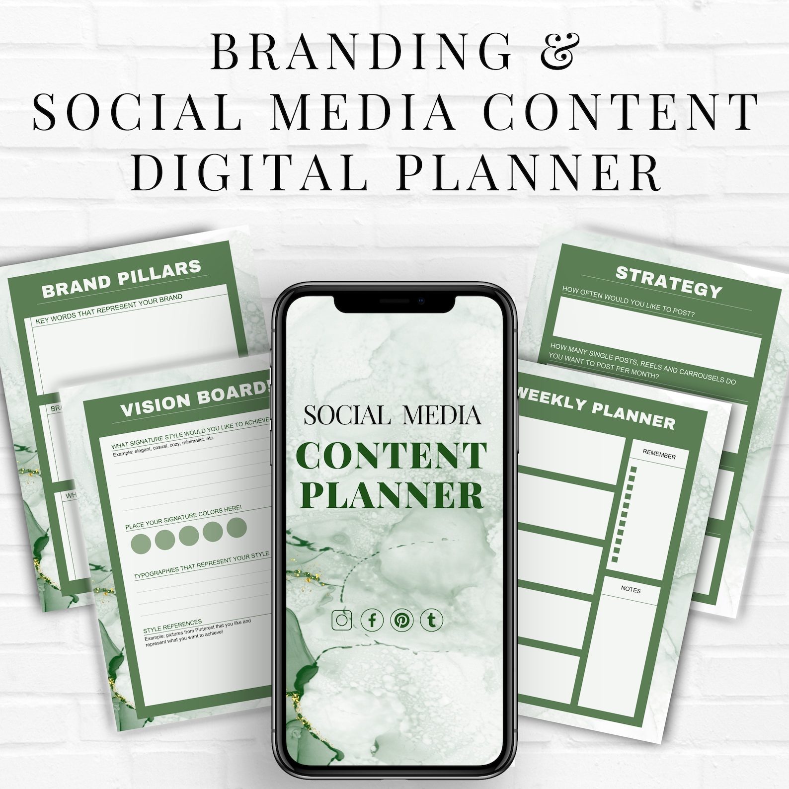 Digital Social Media Branding & Content Planner Digital Planner Social ...