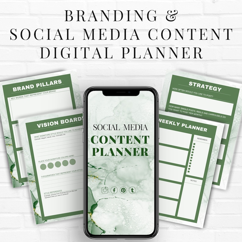 Digital Social Media Branding & Content Planner Digital Planner Social ...