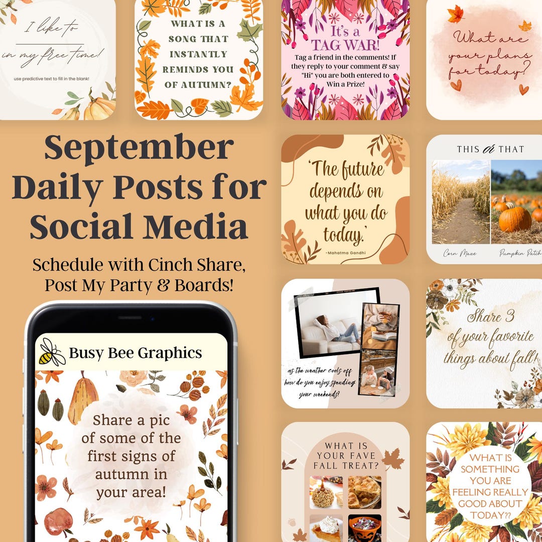 SEPTEMBER 2024 Social Media Daily Interaction Post W/ Captions Engaging ...