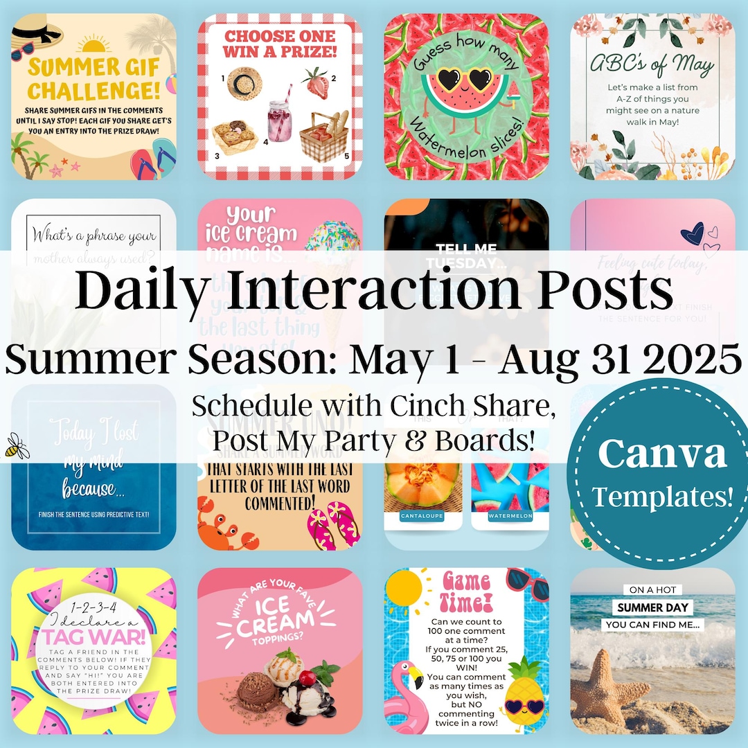 SUMMER 2025 Daily Posts - Graphics, Captions, Scheduling Links & Canva ...