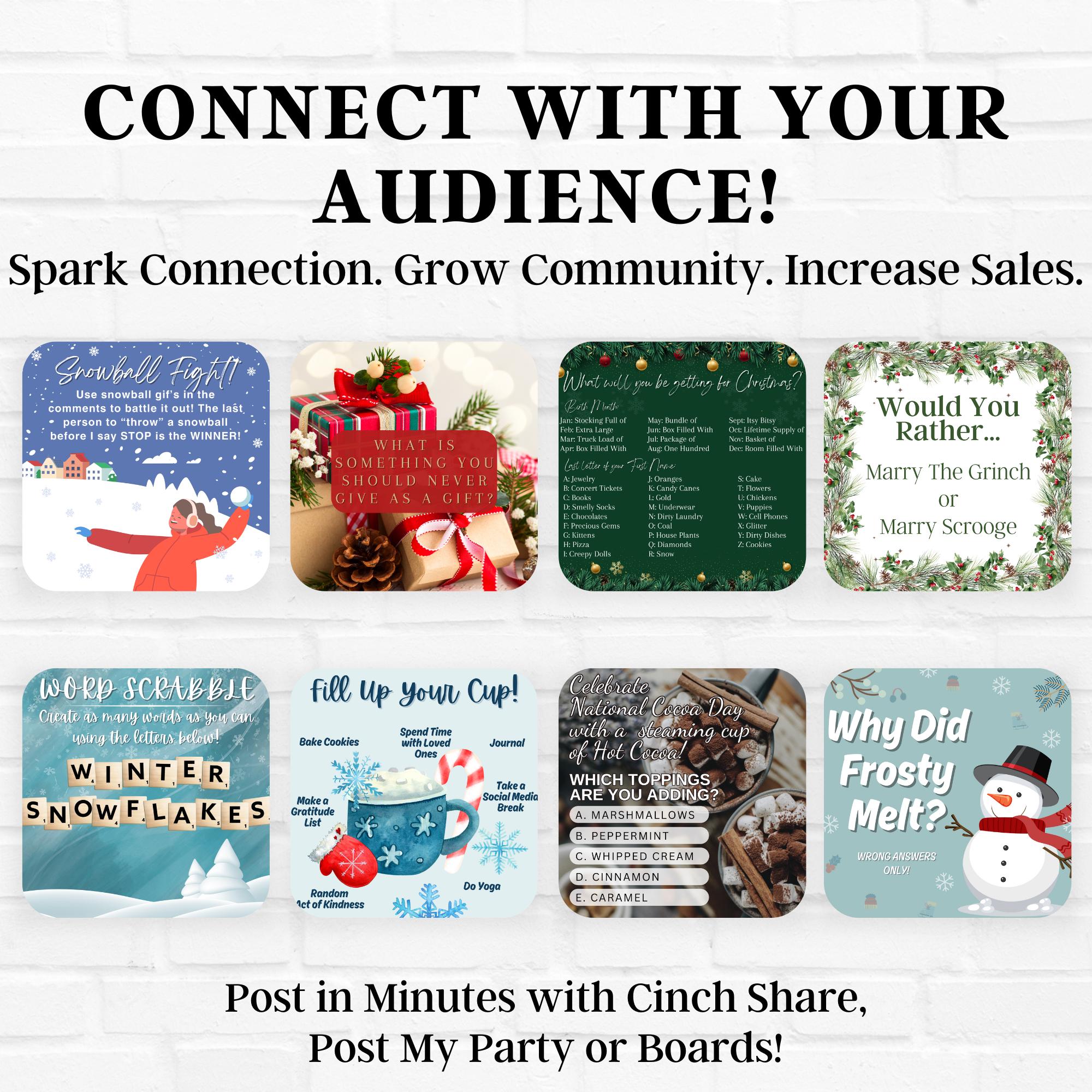 CUSTOM DECEMBER 2025 Social Media Engagement Graphics, Captions, Canva ...
