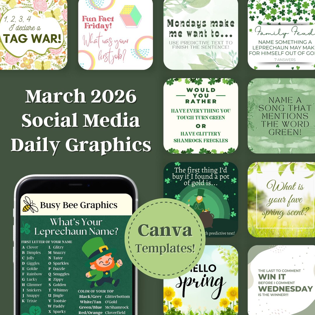 March 2026 Daily Graphics & Canva Templates for Social Media Engagement ...