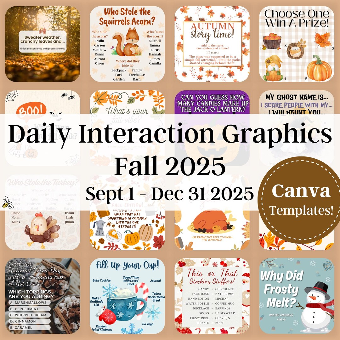 FALL 2025 Daily Interaction Graphics & Canva Template for Small ...