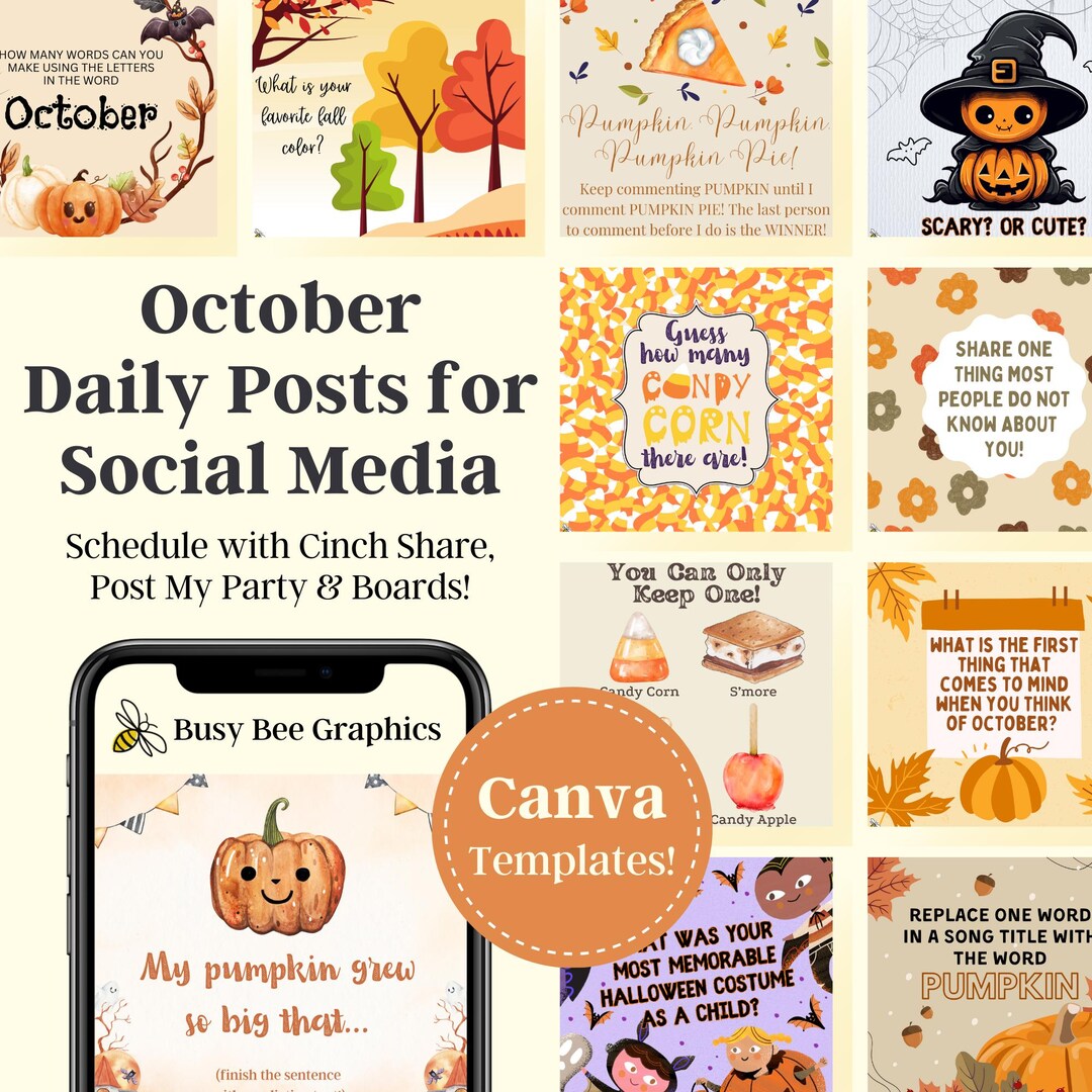 CUSTOM OCTOBER 2024 Social Media Daily Interaction Post With Captions ...