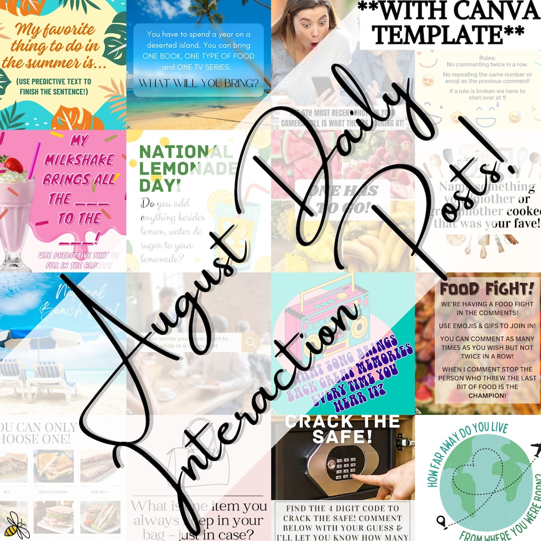 CUSTOM AUGUST 2024 Social Media Daily Interaction Posts to Boost ...