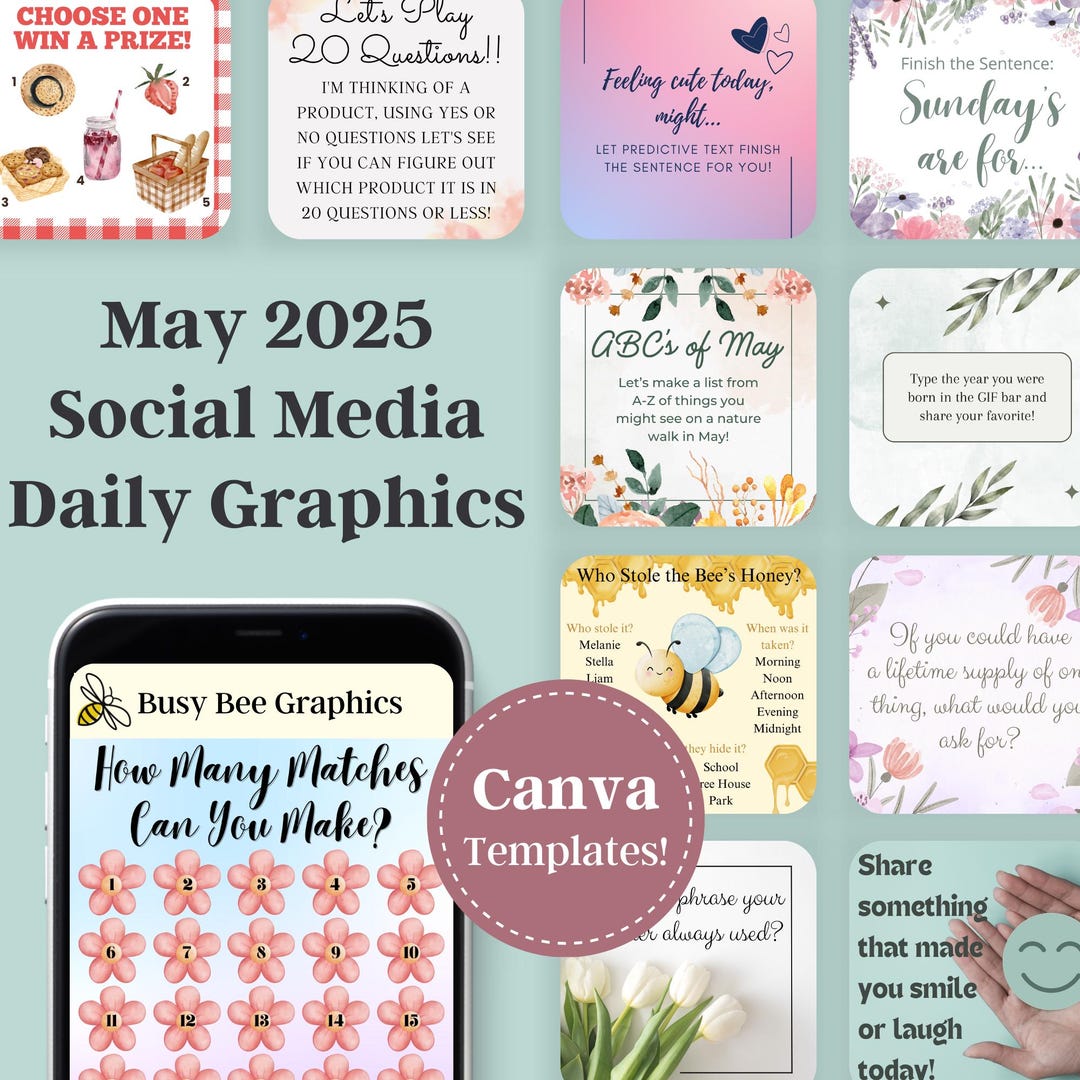 MAY 2025 Daily Interaction Graphics & Canva Template for Small Business ...