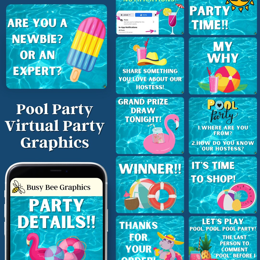 POOL PARTY! Summer Party Theme Graphics! Social Media Facebook Party ...