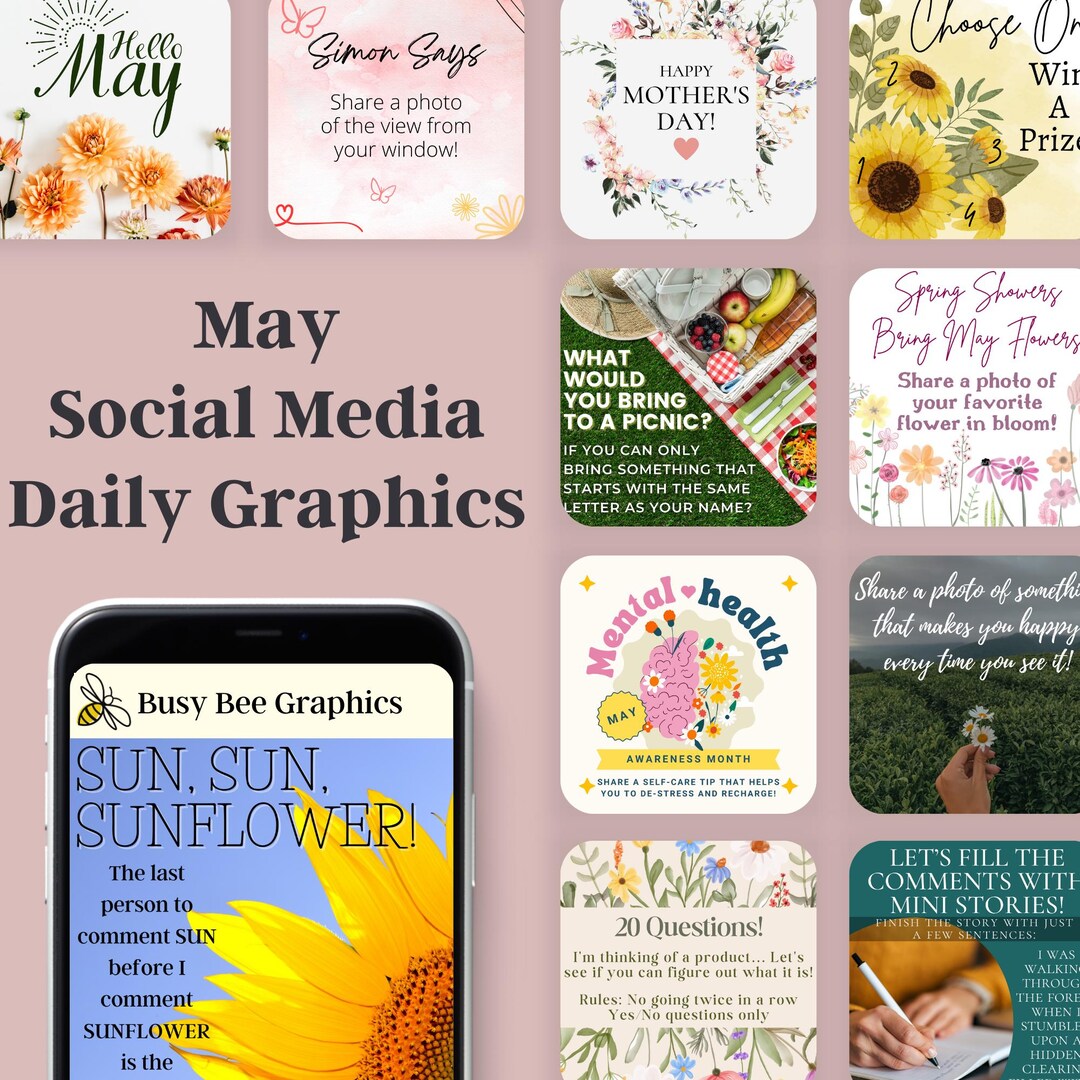 MAY 2024 Social Media Daily Interaction Graphics That Help Grow Your ...