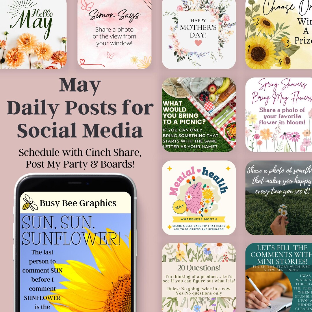 MAY 2024 Social Media Daily Interaction Post W/ Captions. Engaging ...
