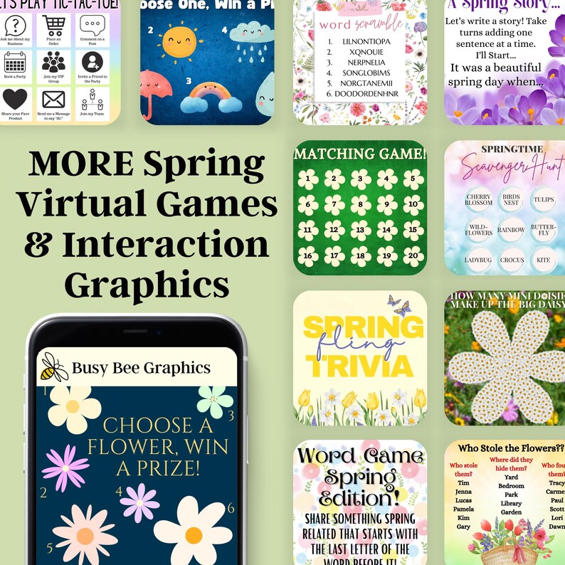 Spring Virtual Party Games: Social Media Engagement Graphics - Etsy