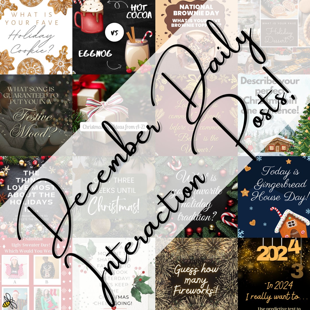 DECEMBER 2023 Social Media Daily Interaction Post & Captions Engaging ...