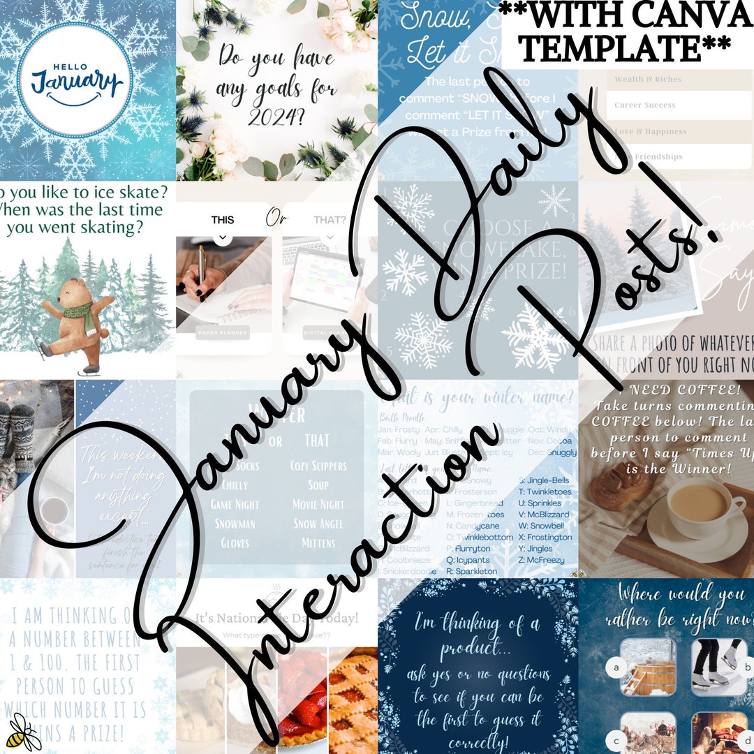 CUSTOMIZABLE JANUARY Social Media Daily Interaction Posts to Boost ...