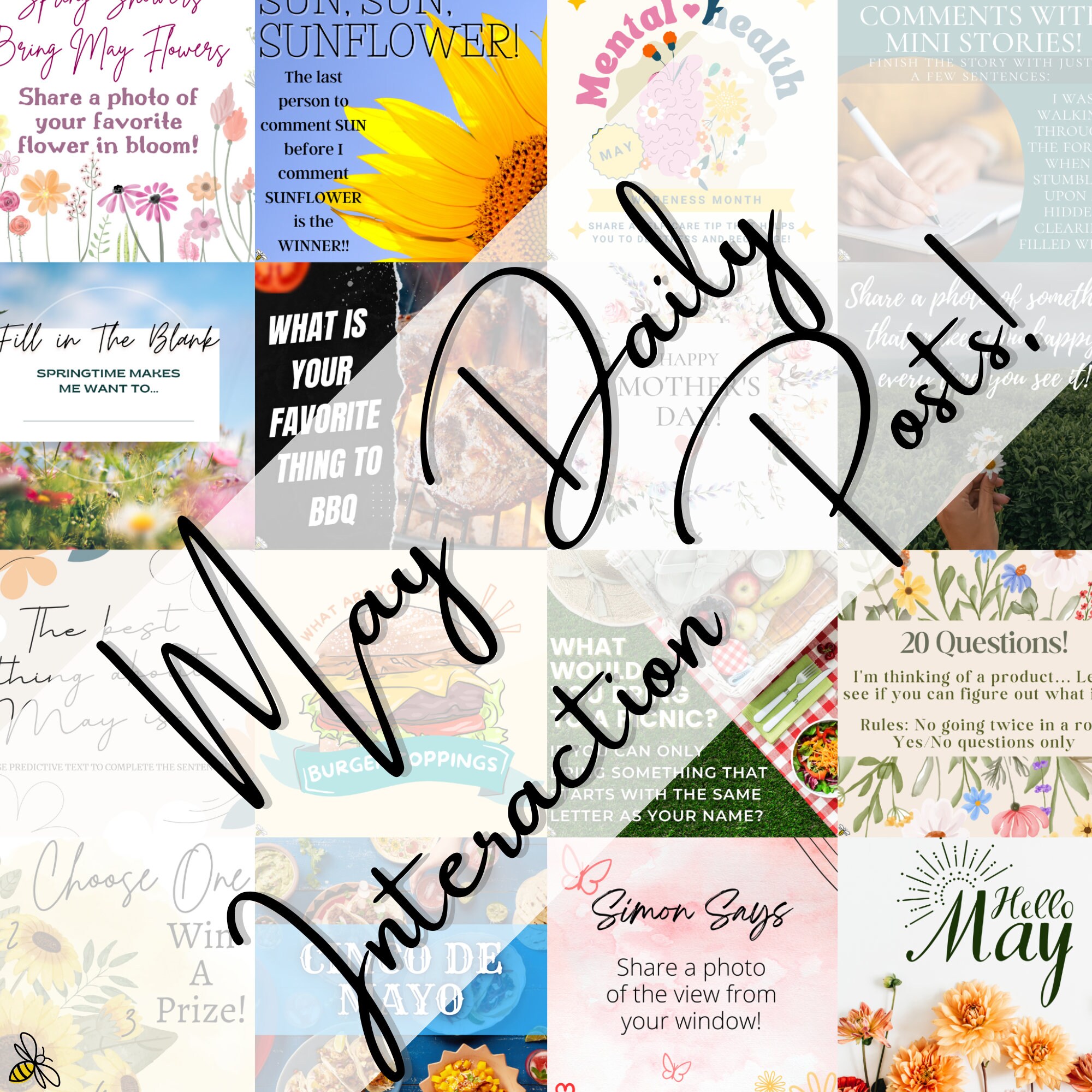 MAY 2024 Social Media Daily Interaction Post W/ Captions. Engaging ...