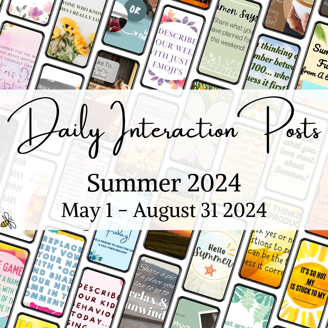 Summer Social Media Daily Interaction Posts W/ Captions (links To ...