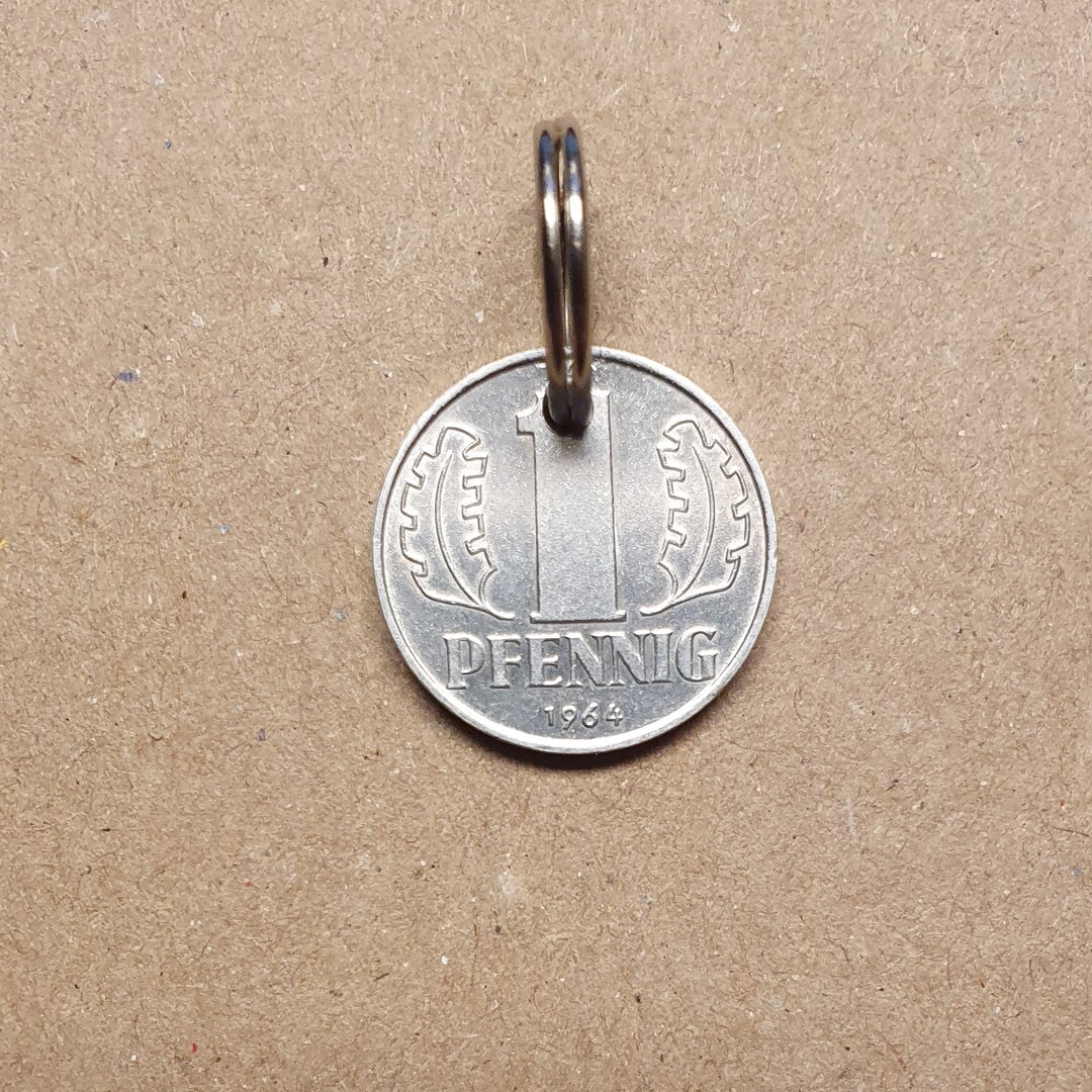 1964 DDR 1 Pfennig Keychain A Lucky Charm for You, Anniversary ...