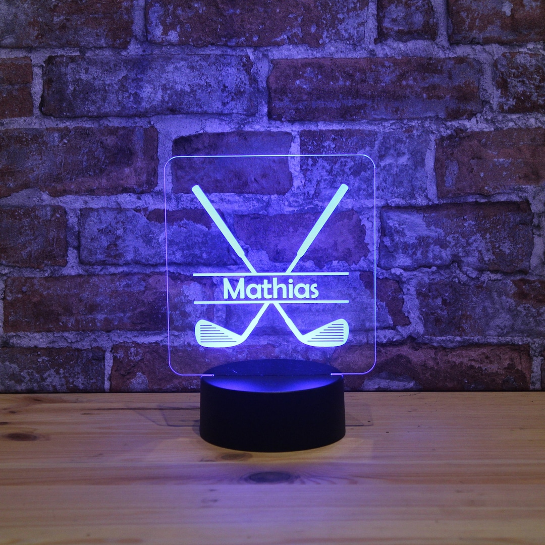 Personalized RGB LED Night Light - Golf Club Motif With Desired Name ...