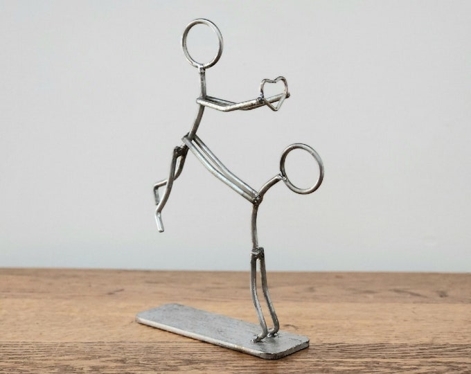 Scrap Metal Stick Figure Sculpture Leaping for Love - Etsy