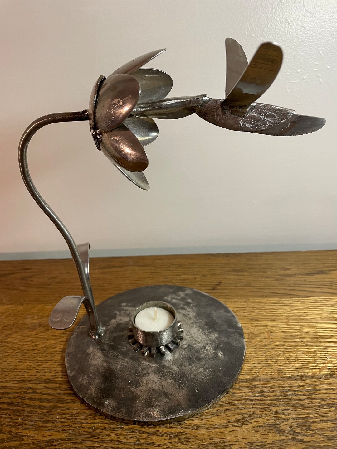 Scrap Metal Hummingbird Candle Holder - Etsy