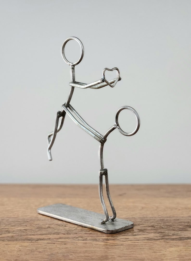 Scrap Metal Stick Figure Sculpture Leaping for Love - Etsy