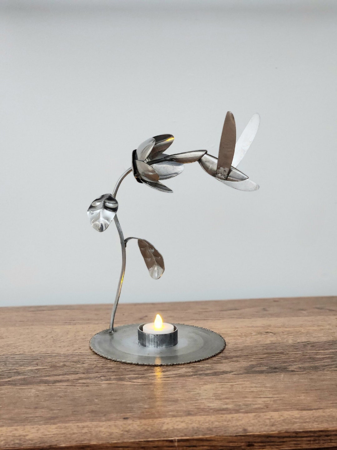 Scrap Metal Hummingbird Candle Holder - Etsy