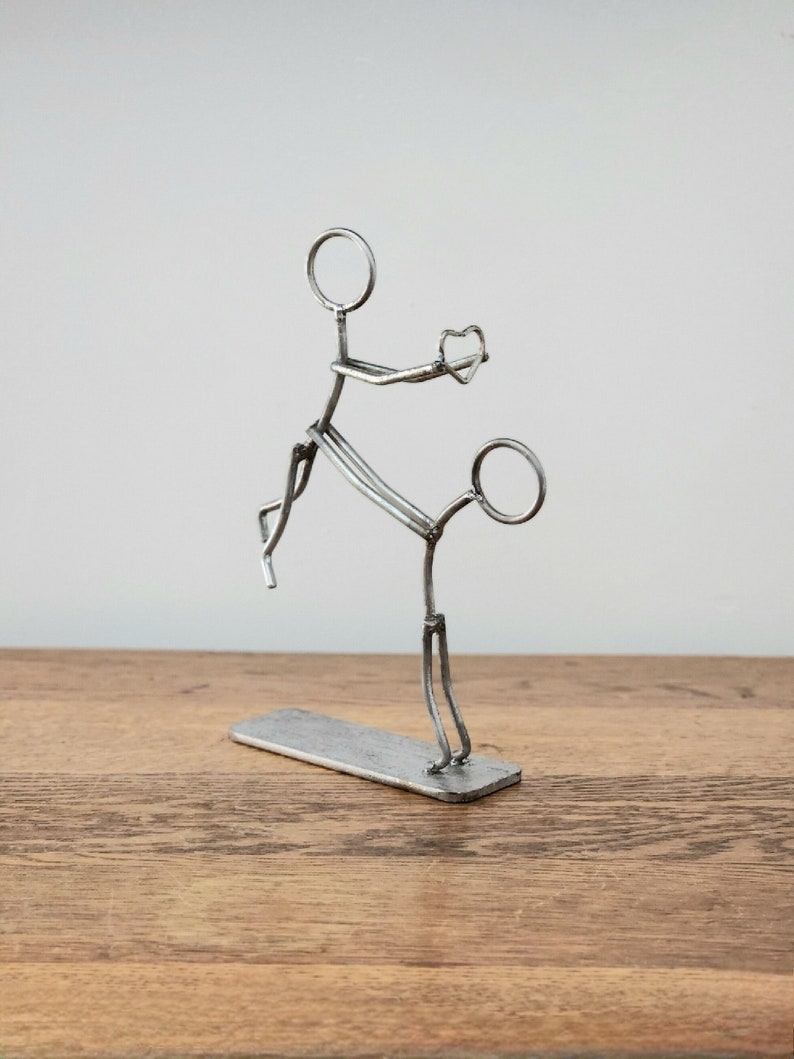 Scrap Metal Stick Figure Sculpture Leaping for Love - Etsy