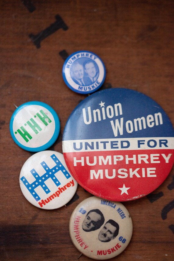 1968 Humphrey Election Pins - Set of 5 - Gem