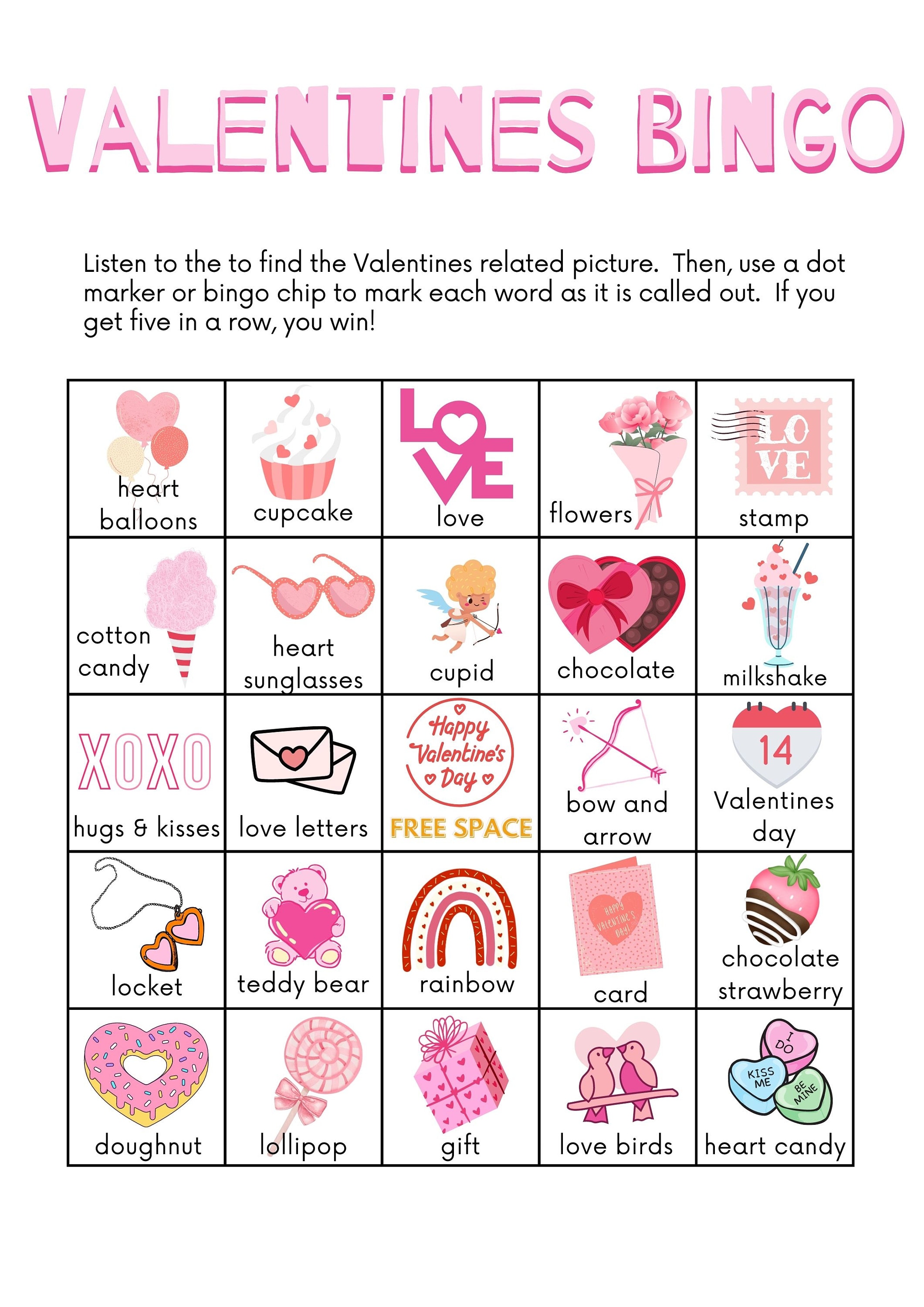 Valentine Printable Bingo Cards | Valentine Party Game | Fun Valentines ...