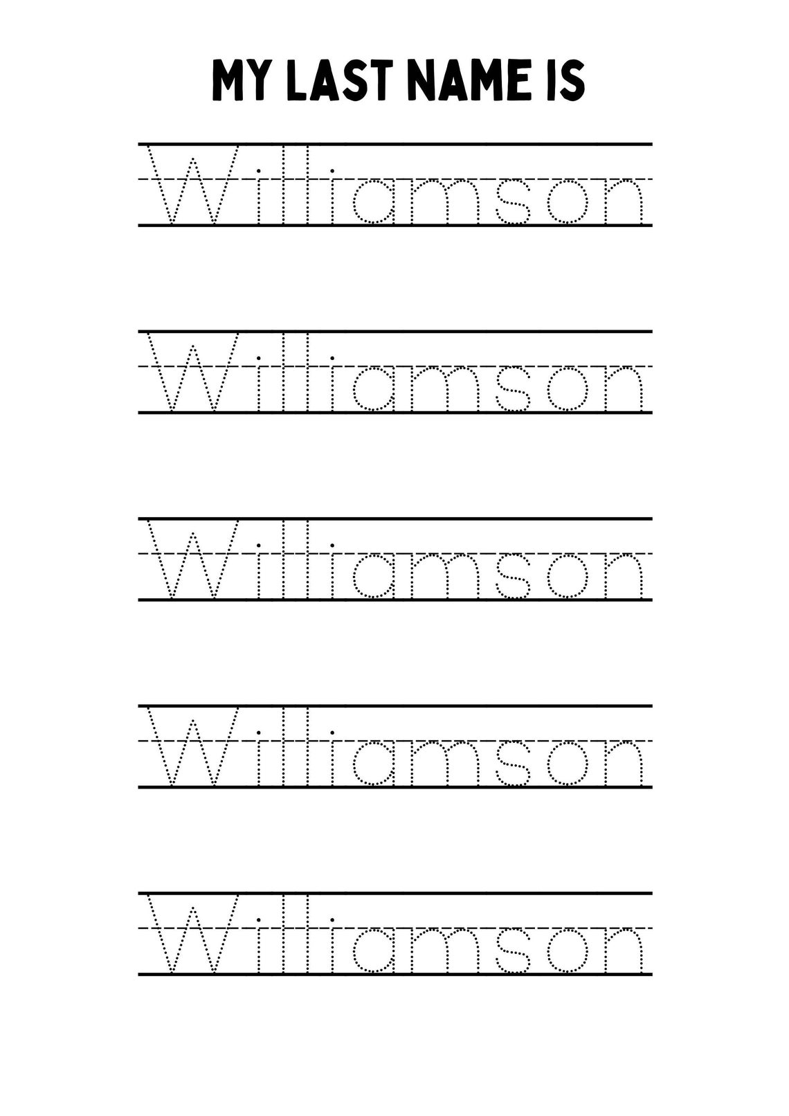 8 Custom Name Tracing Printable PDF Worksheet Preschoolers ...