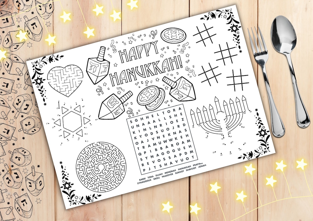 Kids Hanukkah Activity Printable Placemat | Activity for Kids During ...